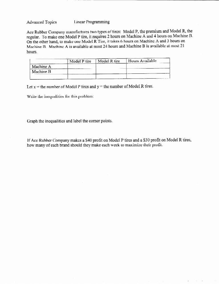 Linear Programming Worksheet III | PDF