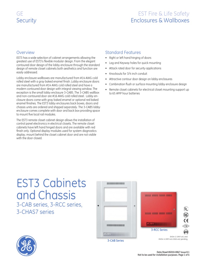 EST3 Cabinets and Chassis | PDF | Door | Cabinetry