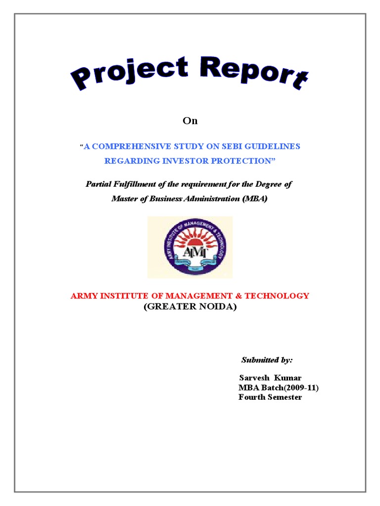 A Comprehensive Study On Sebi Guidelines Regarding Investor Protection ... A Comprehensive Study On Sebi Guidelines Regarding Investor Protection ...