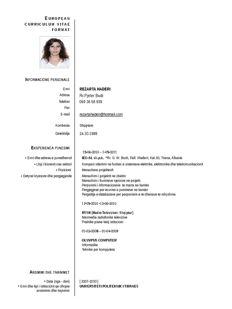 CV European Format | PDF