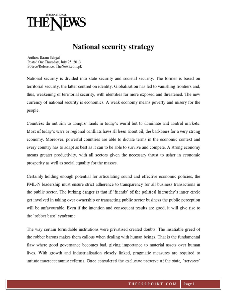 National Security Strategy | PDF | National Security Strategy (United ...
