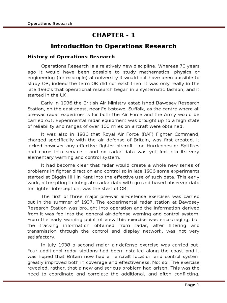 Chapter - 1 Introduction To Operations Research | PDF | Mathematical ...