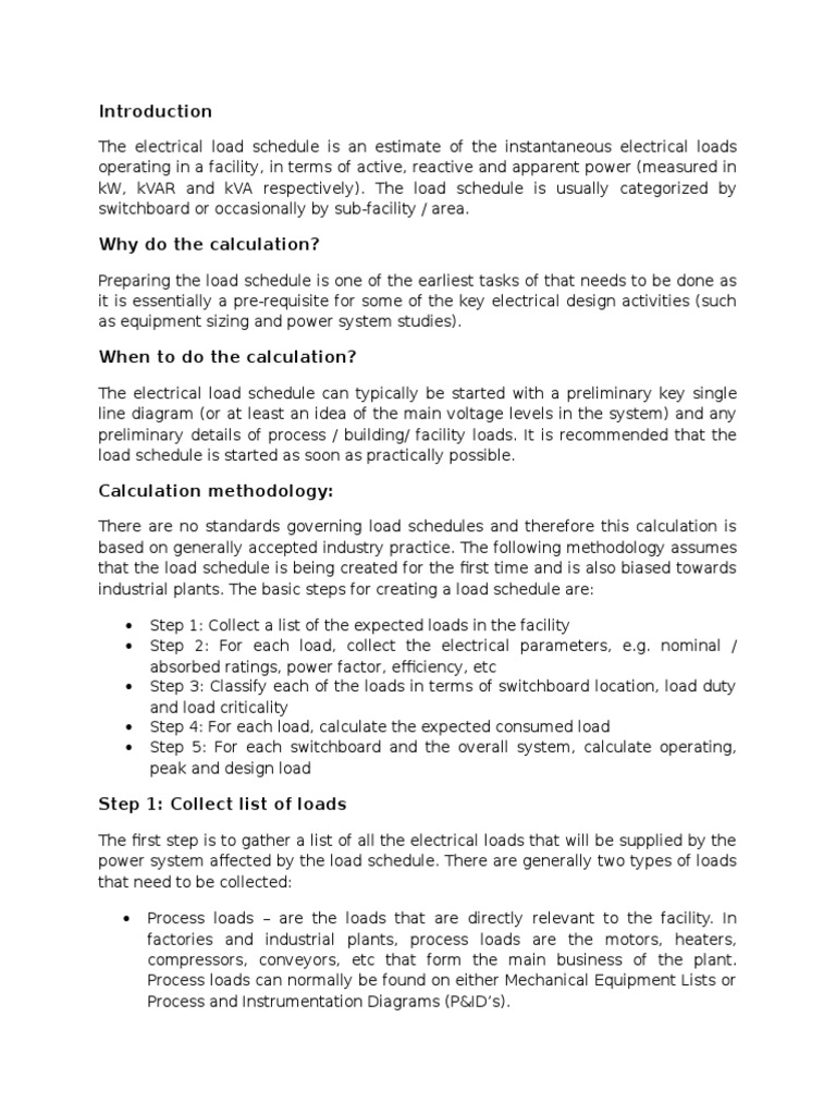Load Schedule | PDF | Engines | Electrical Engineering