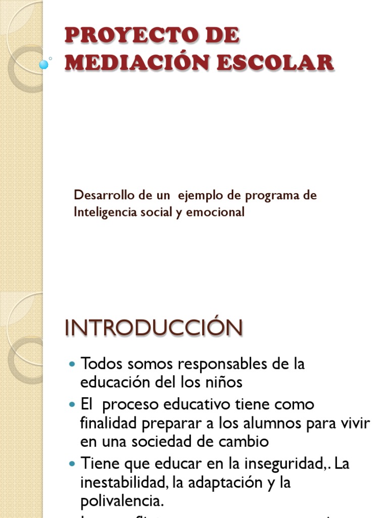 Proyecto de Mediación Escolar Integral | PDF | Conflicto (proceso ...
