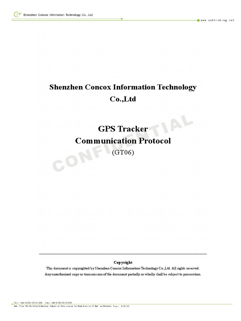 GT06 GPS Tracker Communication Protocol v1.8.1 | PDF | Network Packet ...