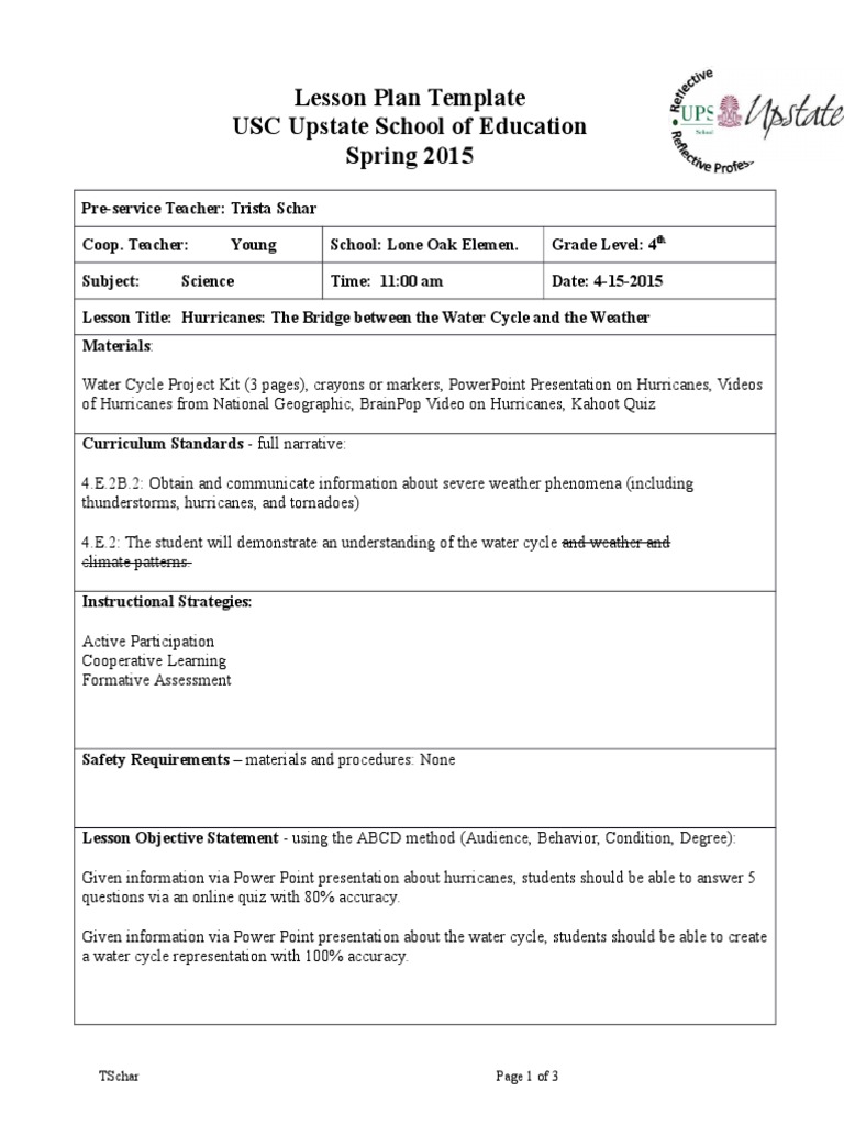 Hurricane Lesson Plan | Download Free PDF | Lesson Plan | Tropical Cyclones