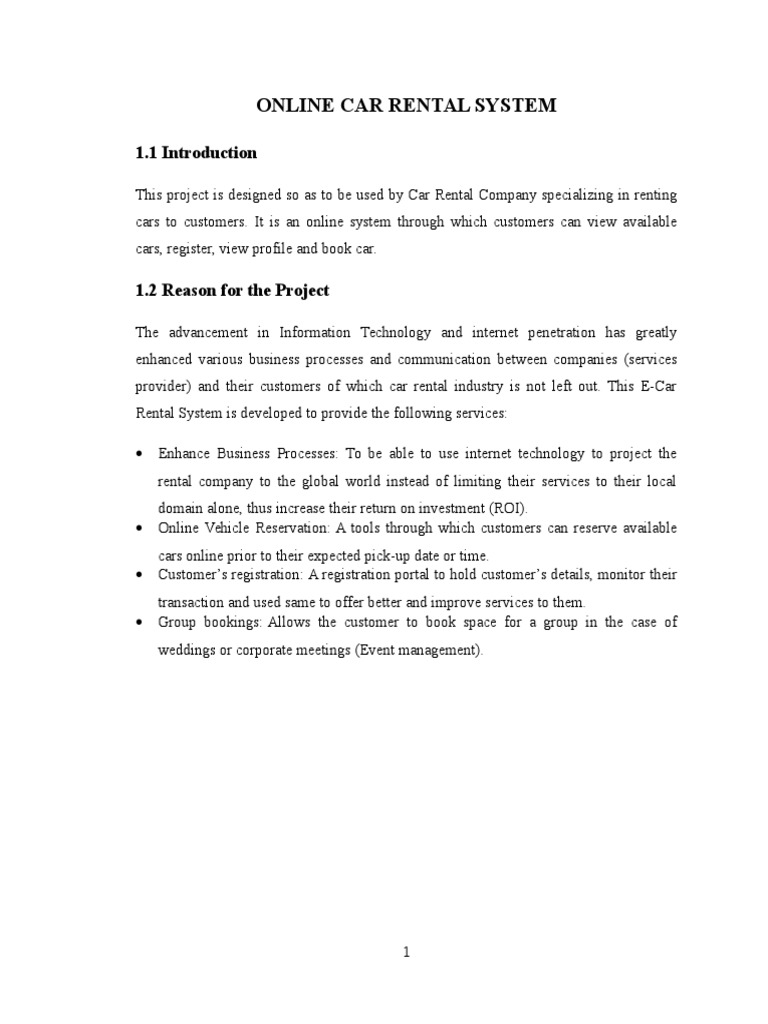 Car Rental System Project Report | PDF | Php | My Sql