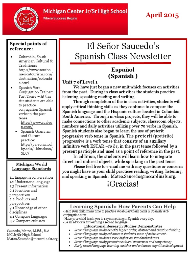 April Spanish Newsletter | PDF