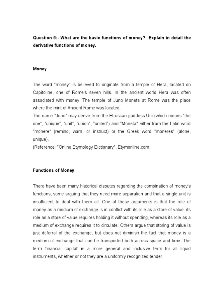Question 5:-What Are The Basic Functions of Money? Explain in Detail ...