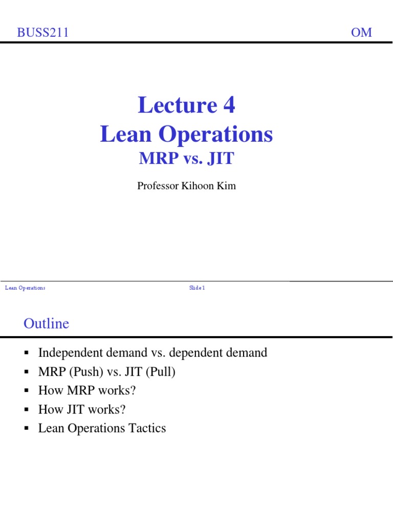 Lean Operations: MRP vs. Jit | PDF | Lean Manufacturing | Inventory