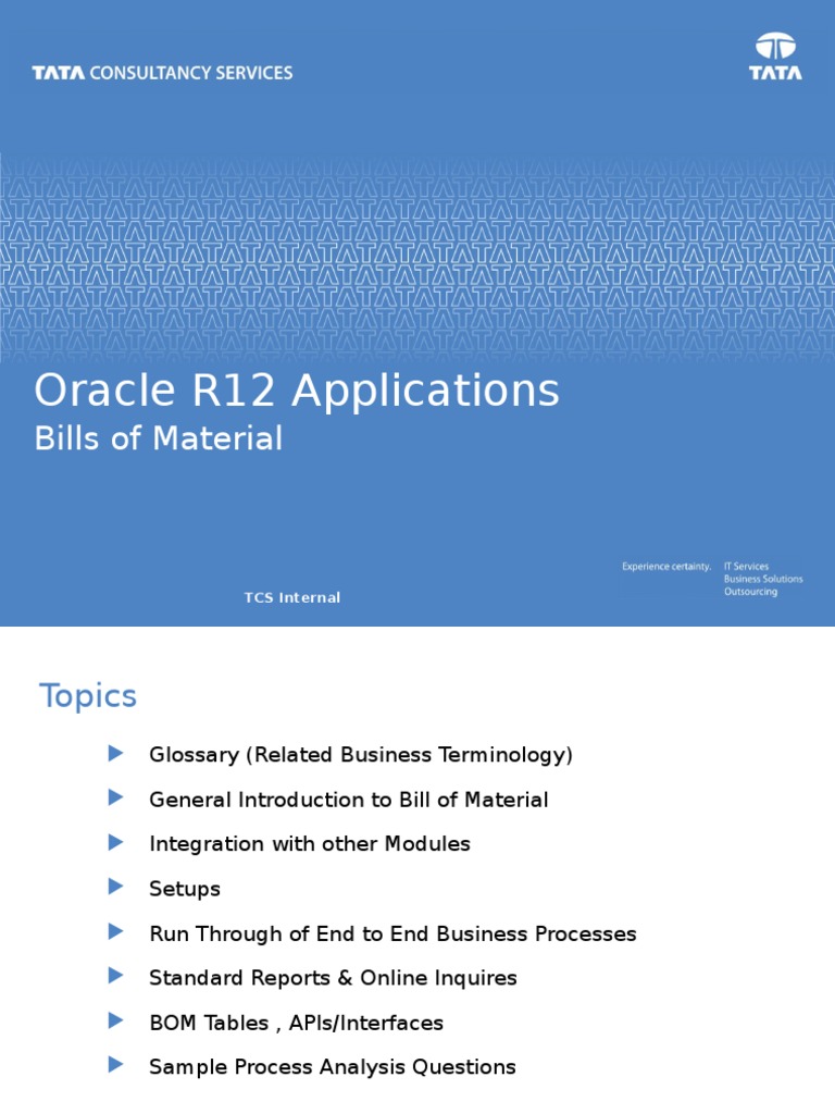 Oracle R12 BOM Integration Guide | PDF | Inventory | Business Process