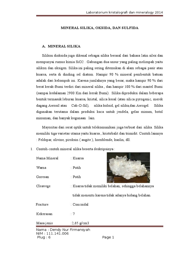 Artikel Mineral Silika, Oksida, Sulfida | PDF | Sains & Matematika