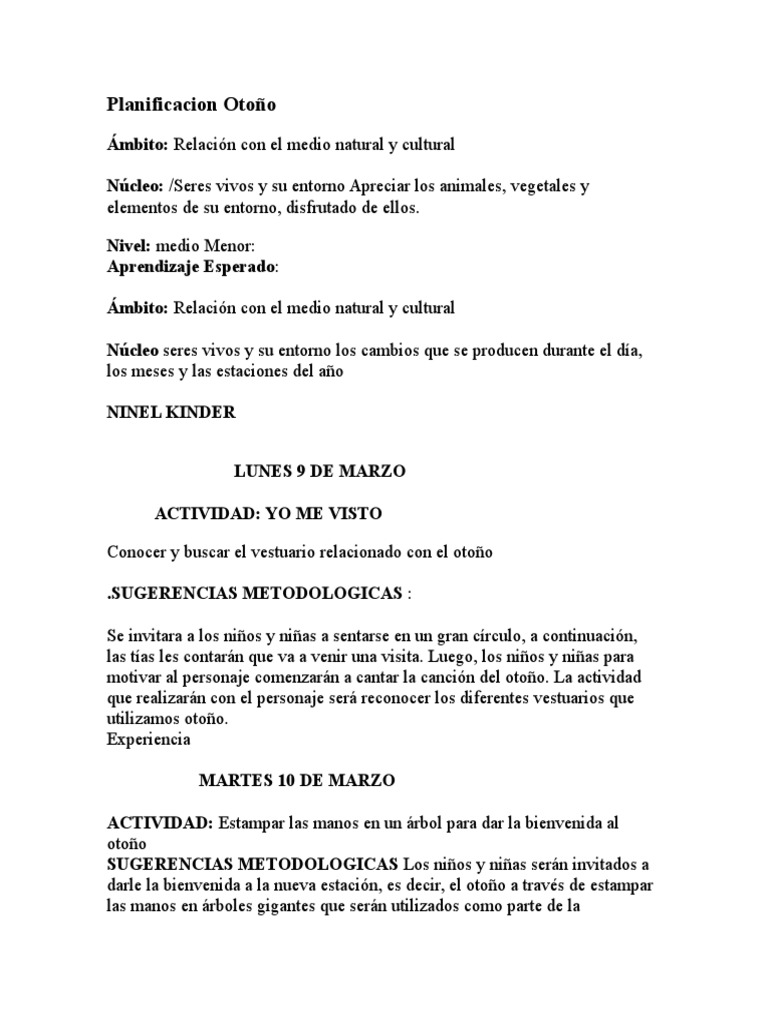 Planificacion Otoño | PDF