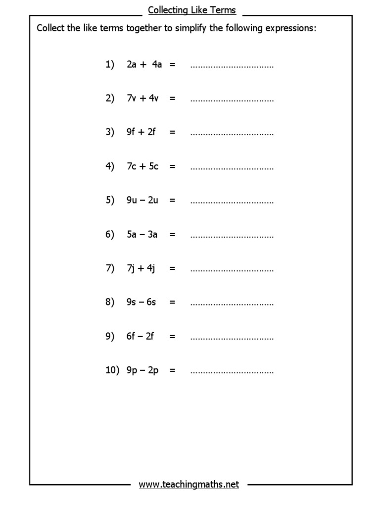 Simplifying Algebraic Expressions | PDF