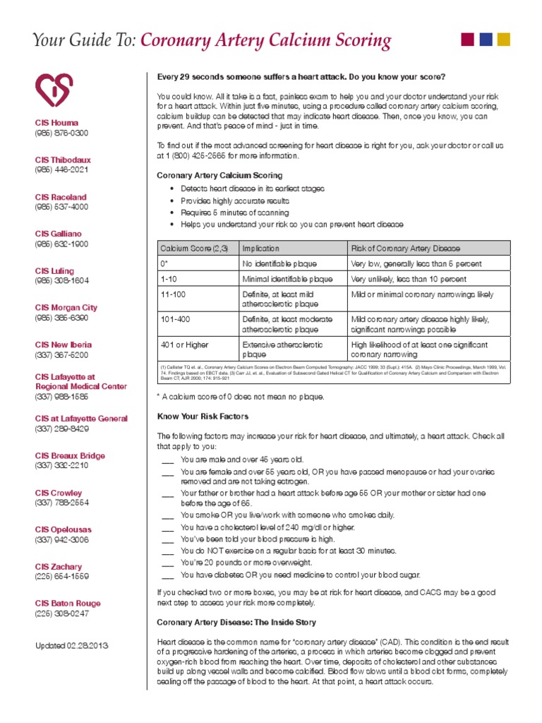 Calcium Scoring - Web PDF | PDF | Coronary Artery Disease | Atheroma