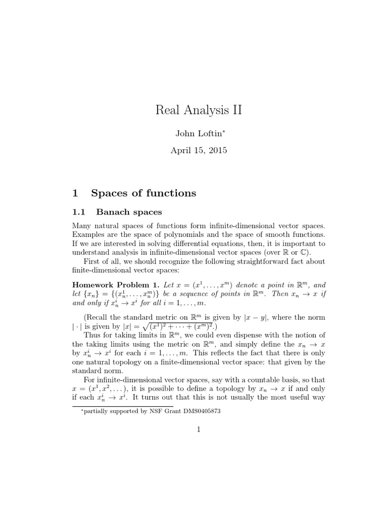 Real Analysis II: 1 Spaces of Functions | PDF | Banach Space | Vector Space