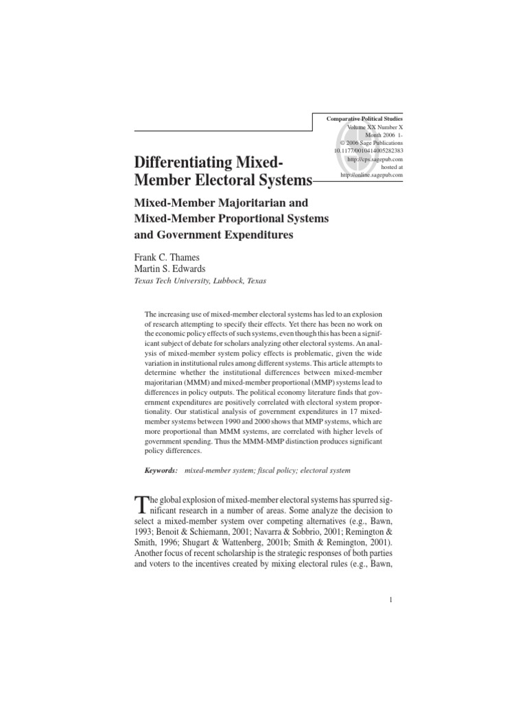 Differentiating Mixed-Member Electoral Systems | PDF | Voting System ...