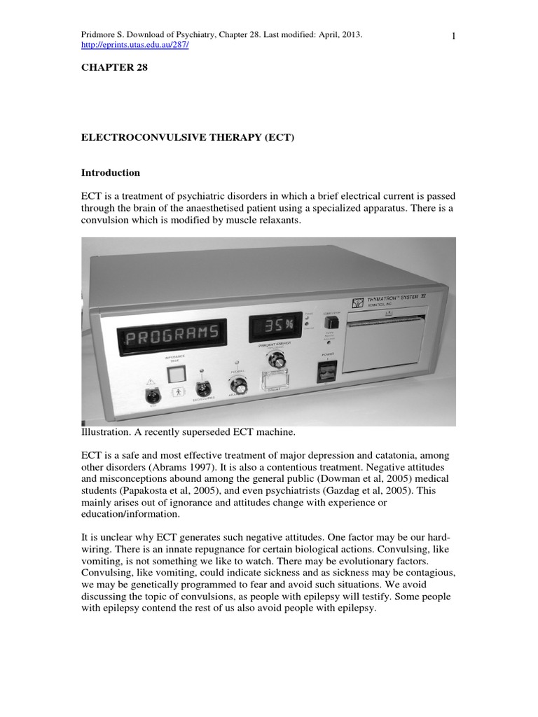 Chapter 28 Electroconvulsive Therapy (ECT) | PDF | Electroconvulsive ...