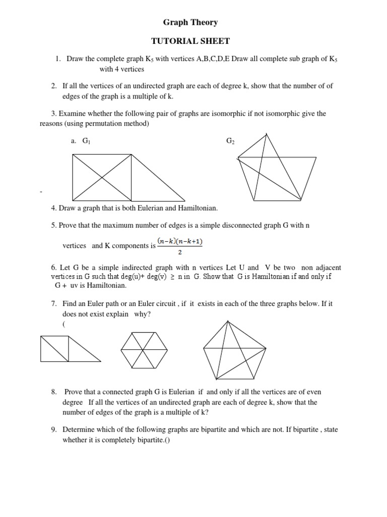 Graph Theory Tutorial Sheet | PDF | Abstract Algebra | Theoretical Computer Science