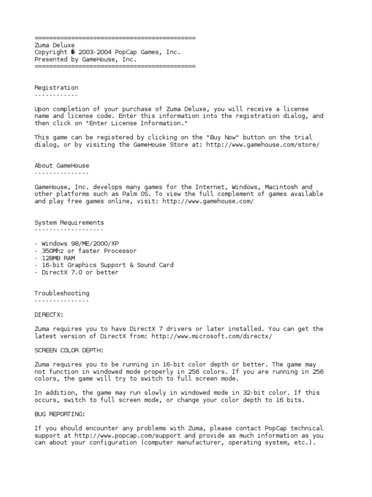 Zuma Deluxe Copyright 2003-2004 PopCap | PDF | License | Derivative Work
