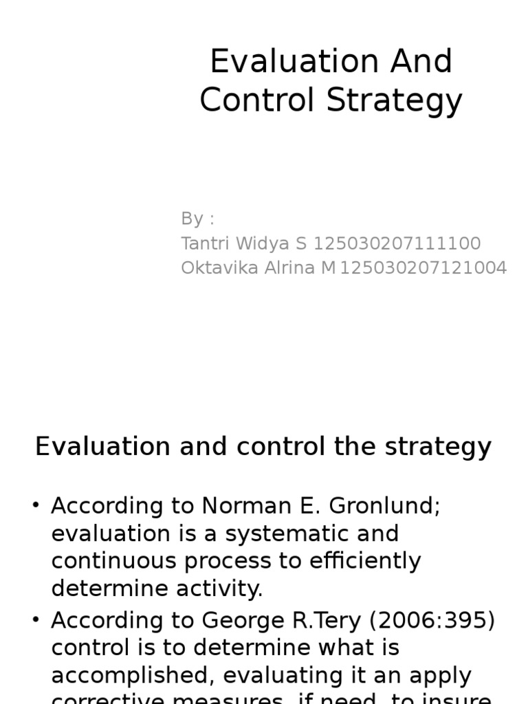 Evaluation and Controlddd | PDF | Strategic Management | Enterprise ...