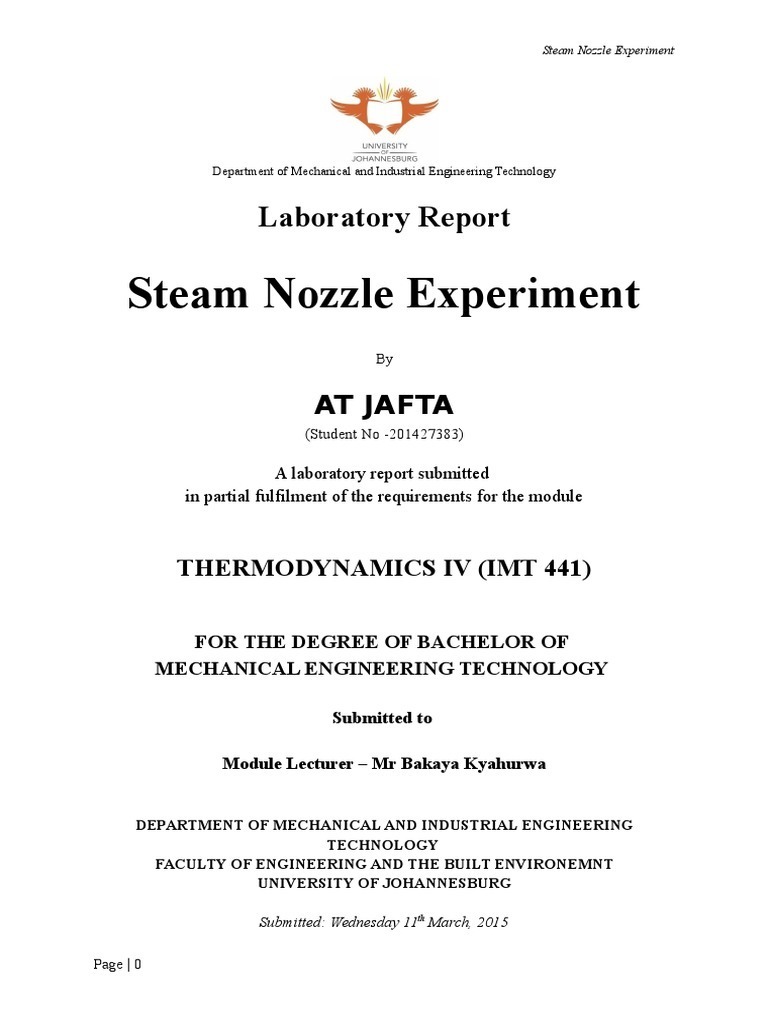 Nozzle Lab Experiment | PDF | Pressure | Applied And Interdisciplinary Physics