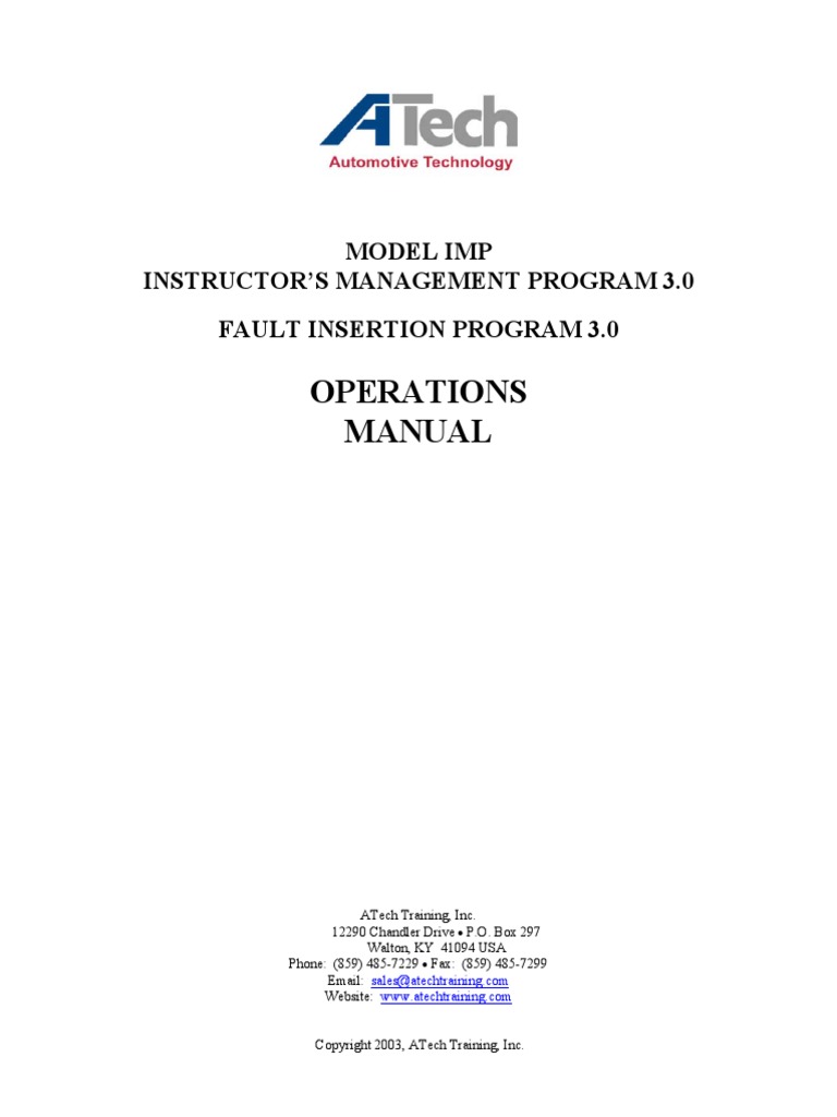 Operations Manual: Model Imp Instructor'S Management Program 3.0 Fault ...