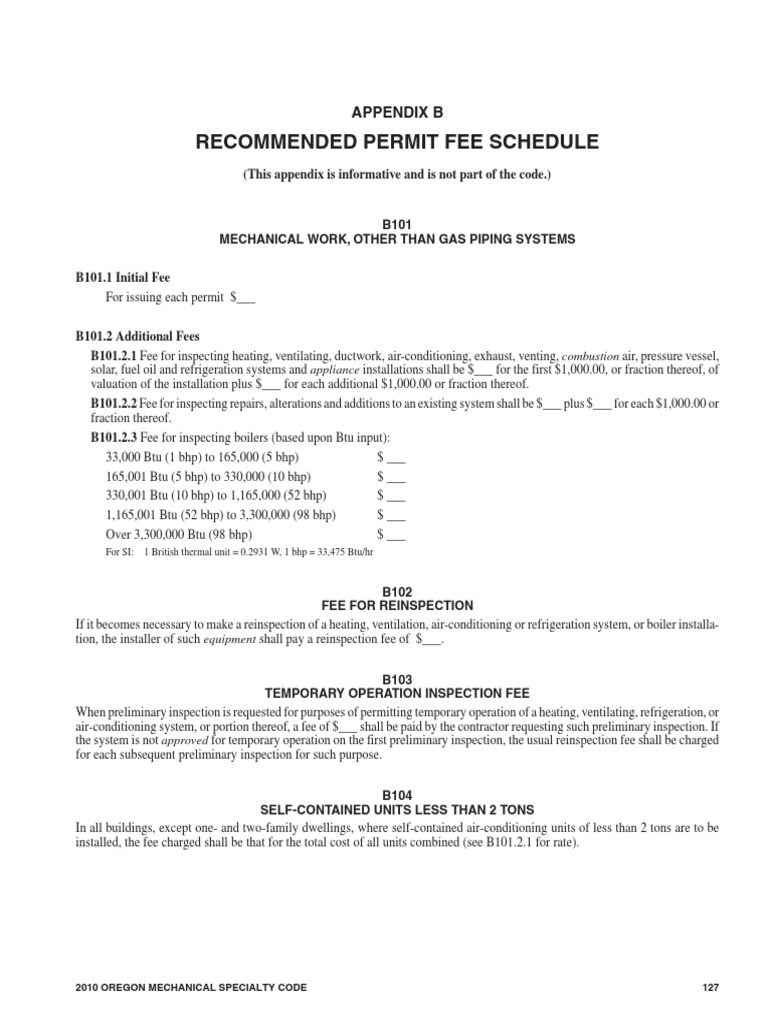 Appendix B - Recommended Permit Fee Schedule | PDF