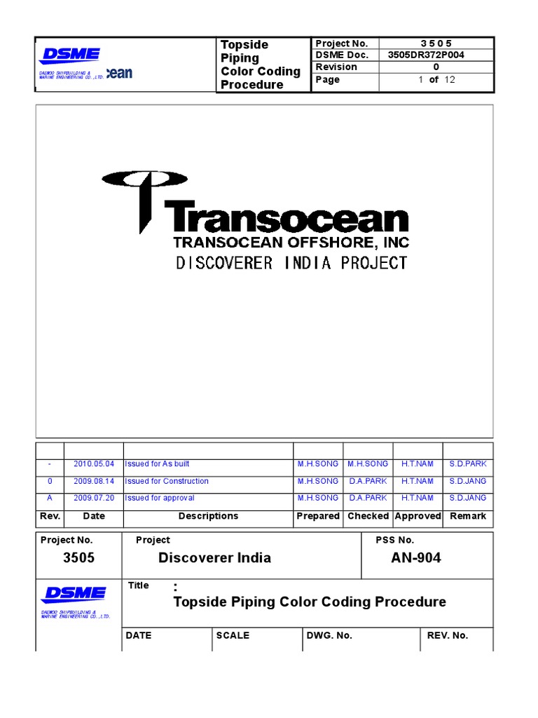 Piping Color Codes | PDF | Deck (Ship) | Pipe (Fluid Conveyance)