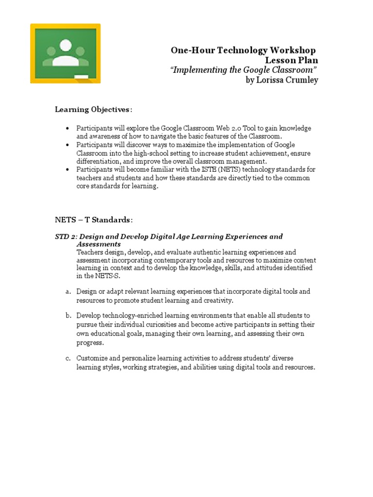 "Implementing The Google Classroom": One-Hour Technology Workshop ...