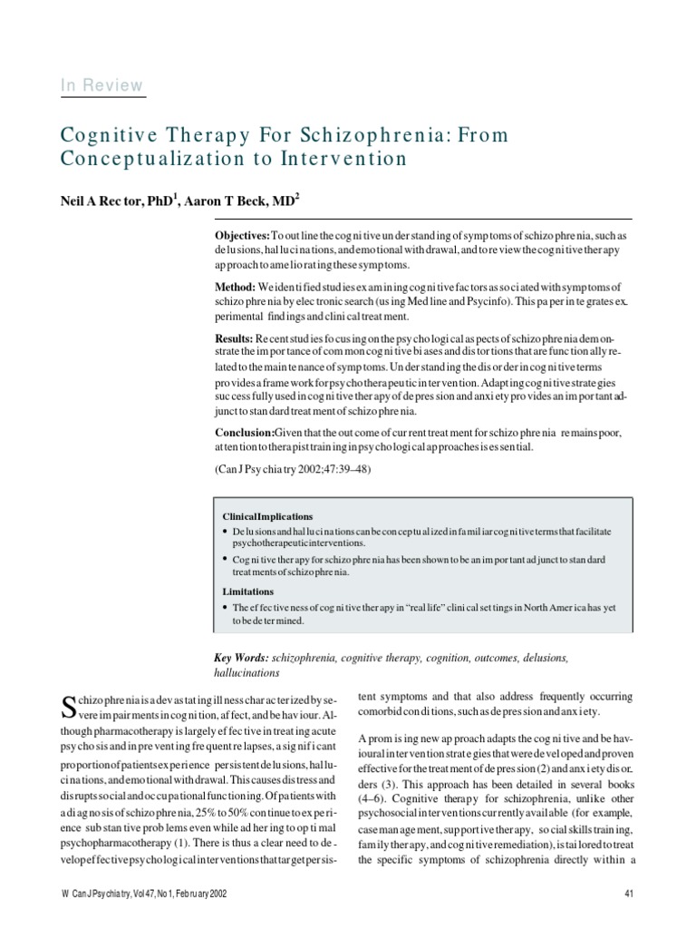 Cognitive Therapy for Schizophrenia Insights | PDF | Schizophrenia ...