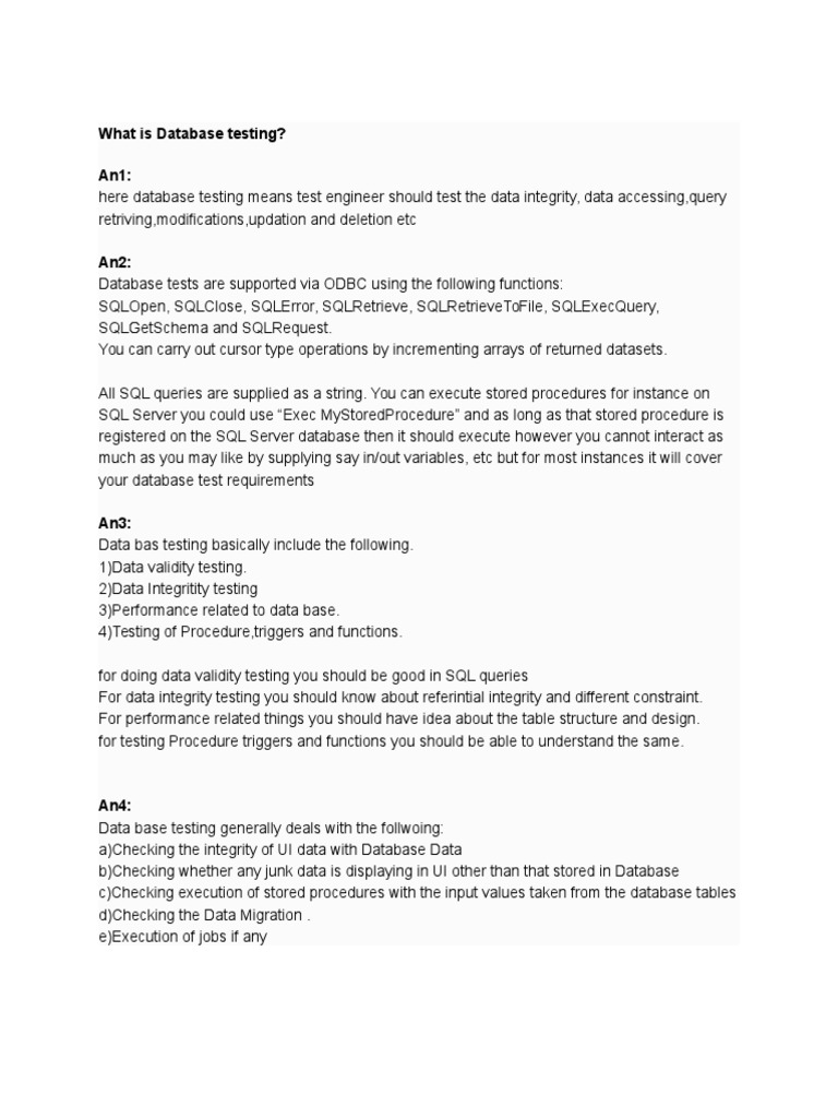 What Is Database Testing An1 Pdf Databases Data Management Software