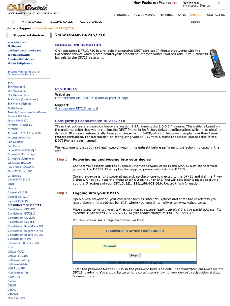 Grandstream DP715 - 710 Configuration and Review | PDF | I Phone | Session Initiation Protocol