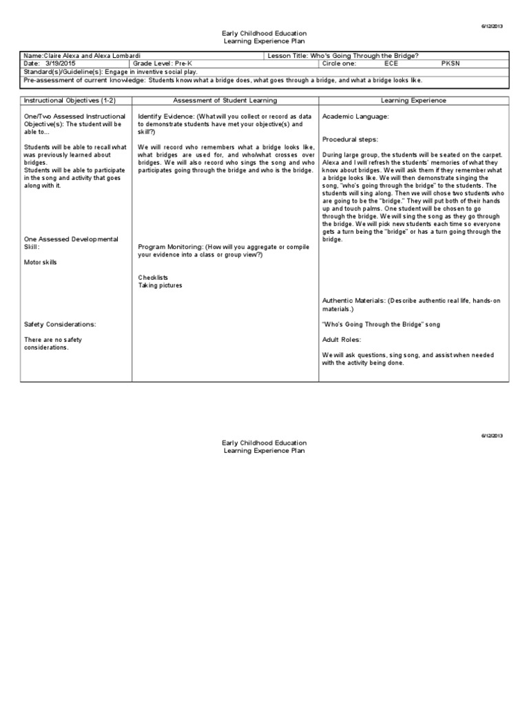 Edt 313 Lesson Plan 2 Bridges | PDF