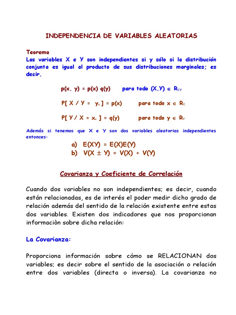 Covarianza y Correlación (2014-2) | PDF | Covarianza | Correlación y dependencia