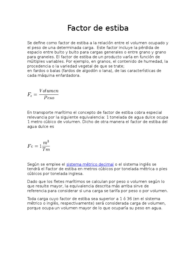 Factor de Estiba | PDF