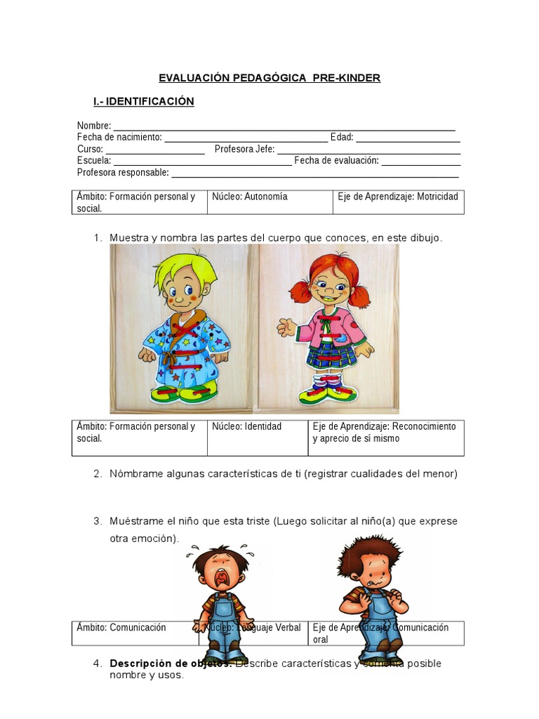 Prueba de Prekinder | PDF | Comunicación | Maestros