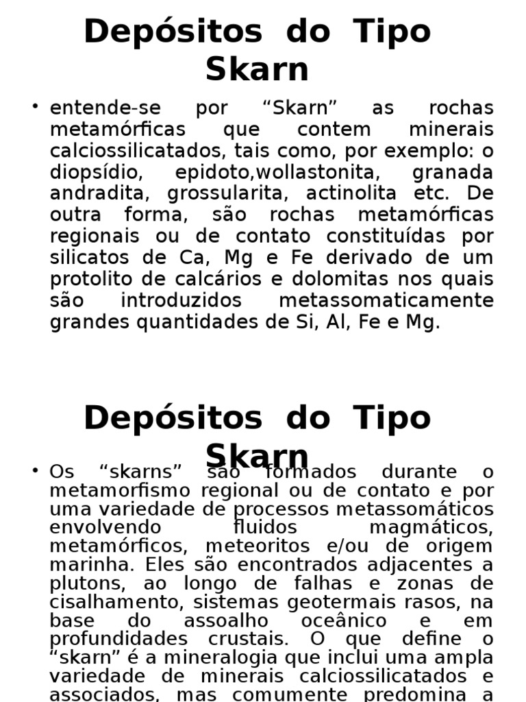Depósitos Do Tipo Skarn | PDF | Calcário | Rochas (Geologia)
