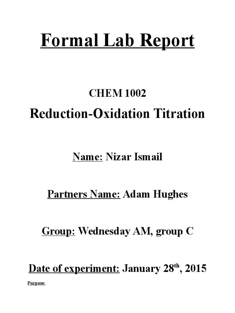 Formal Lab | PDF | Redox | Titration