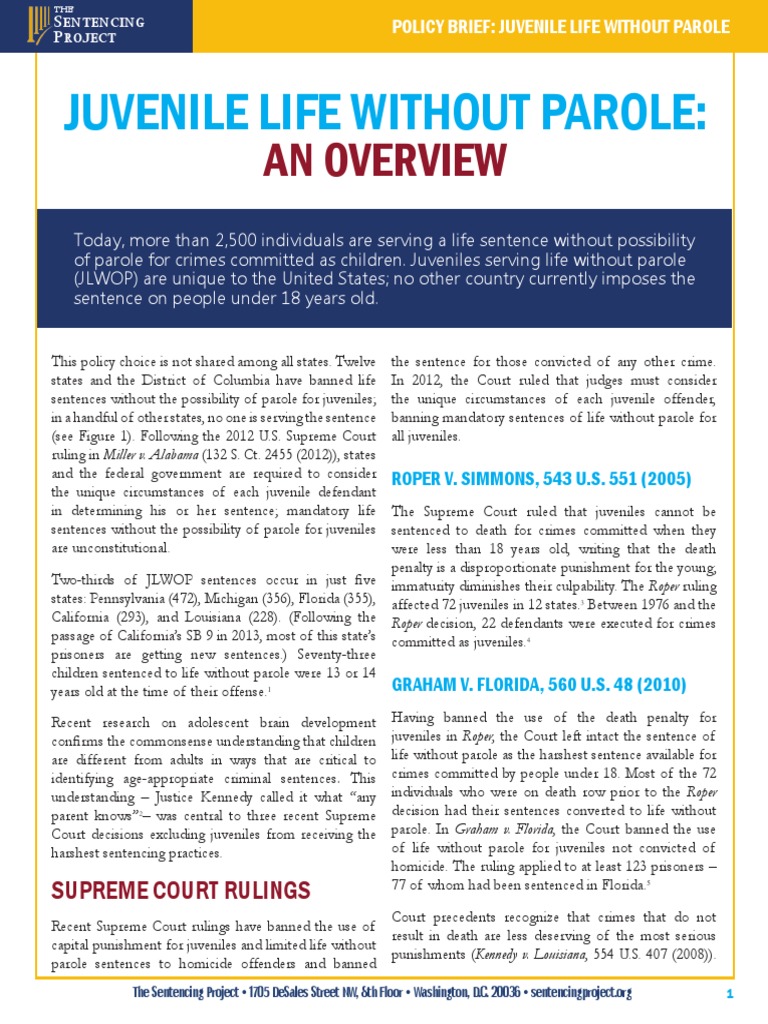 Juvenile Life Without Parole Overview | PDF | Life Imprisonment | Parole