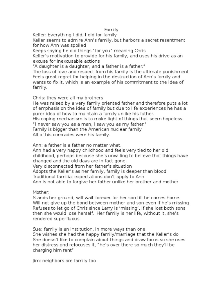 All My Sons Class Notes