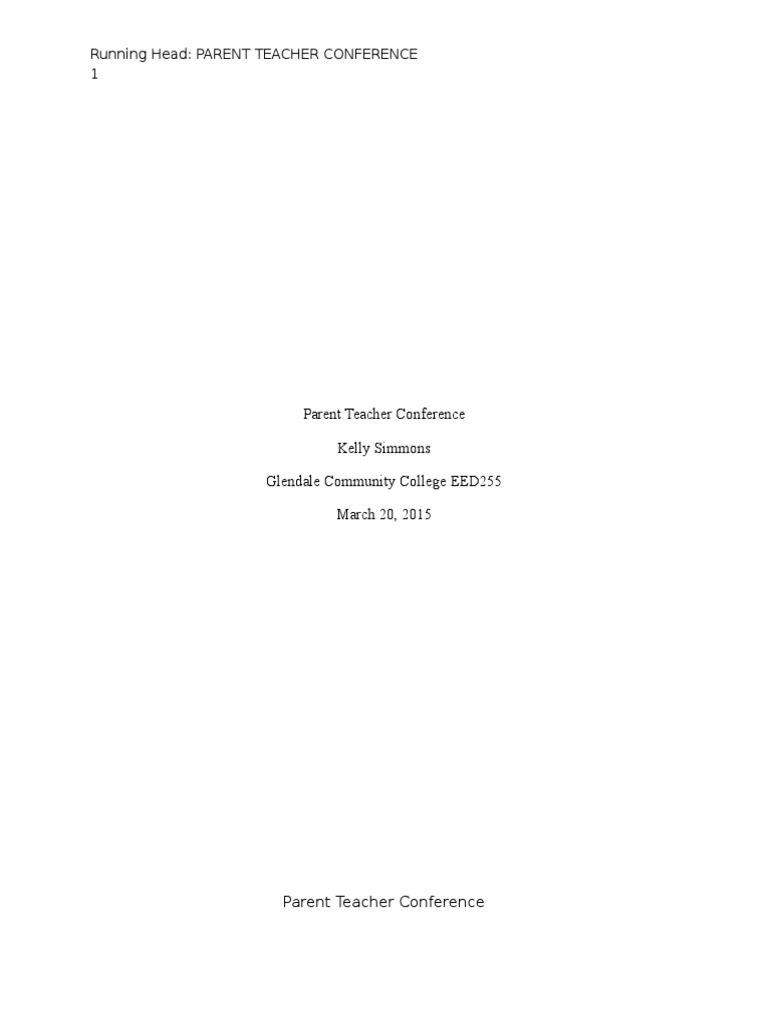Parent Teacher Conference Report for V.P. | PDF | Classroom | Teachers