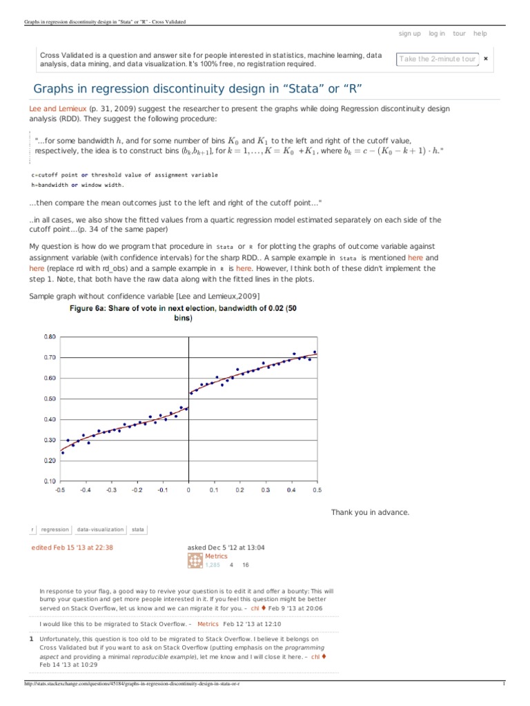 Graphs In Regression Discontinuity Design In Stata Or R Pdf
