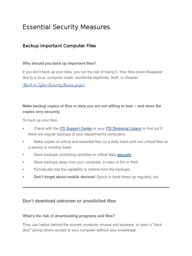 Essential Security Measures | PDF | Computer Security | Security