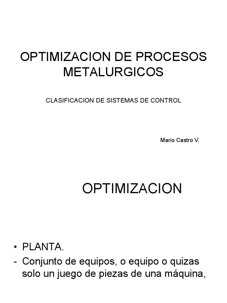Optimizacion de Procesos Metalurgicos | PDF | Sistema de control | Sistema