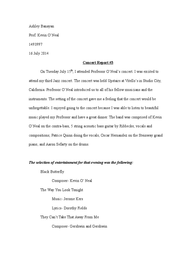 Concert Report Dos | PDF | Language Arts & Discipline | Art