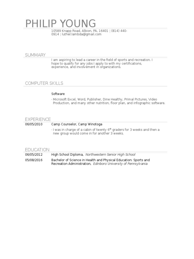 Philip Young Resume | PDF