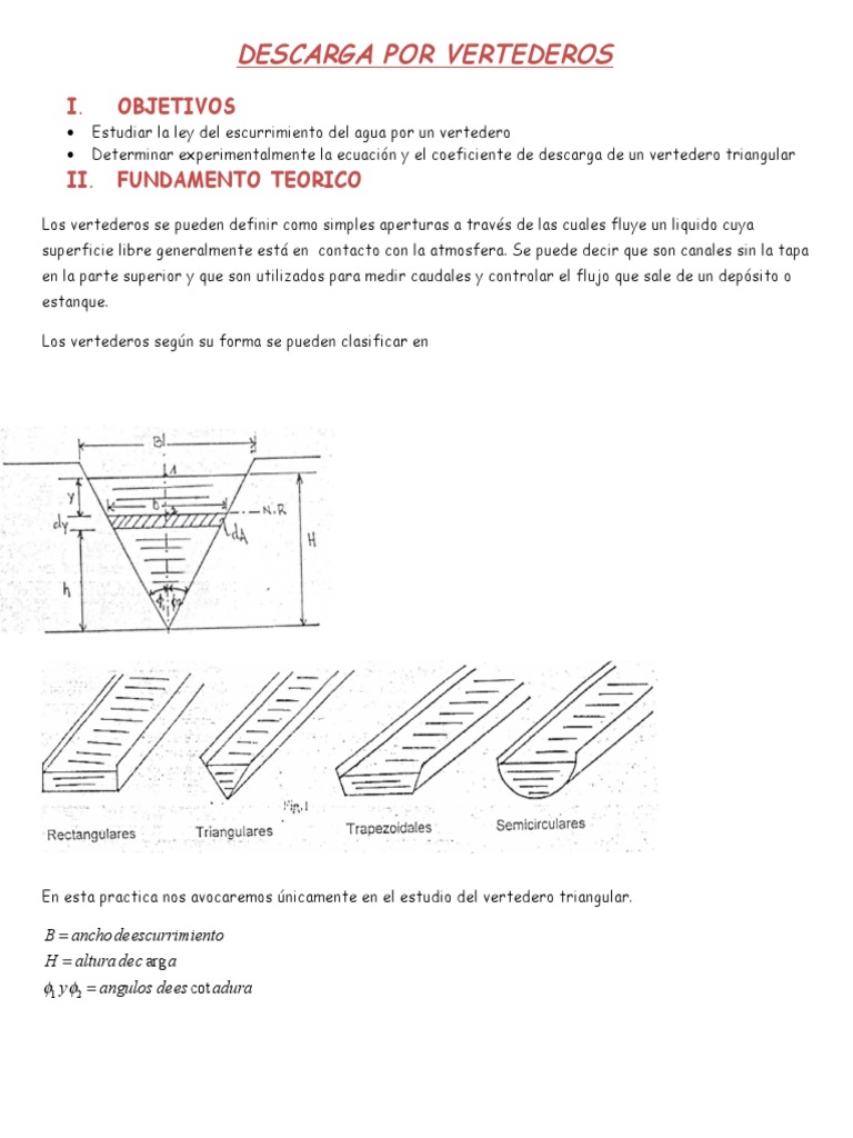 Descarga Por Vertederos | PDF | Descarga (hidrología) | Objetos matemáticos