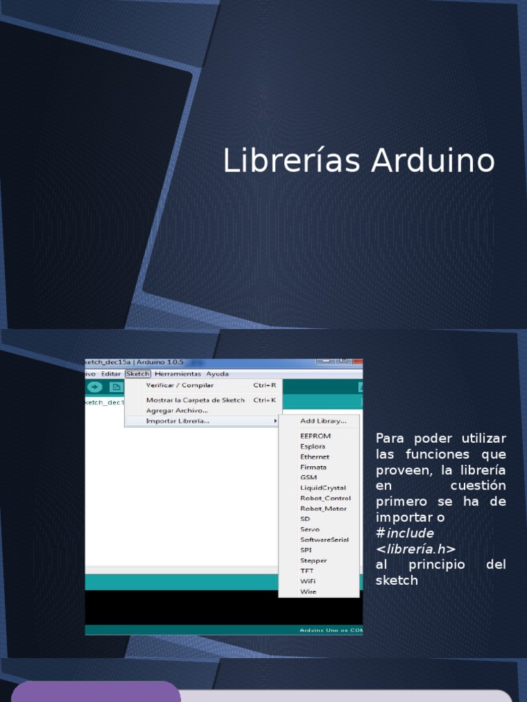 Librerías Arduino: Guía Completa | PDF | Arduino | Seguro digital