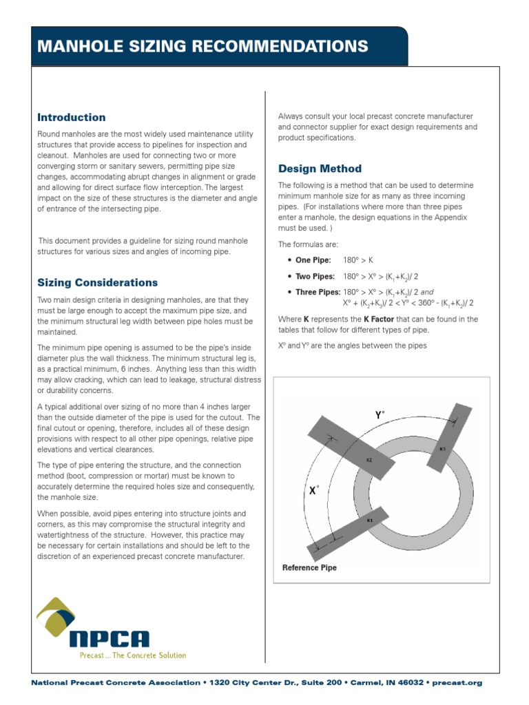 Manhole Sizing Recommendations | PDF